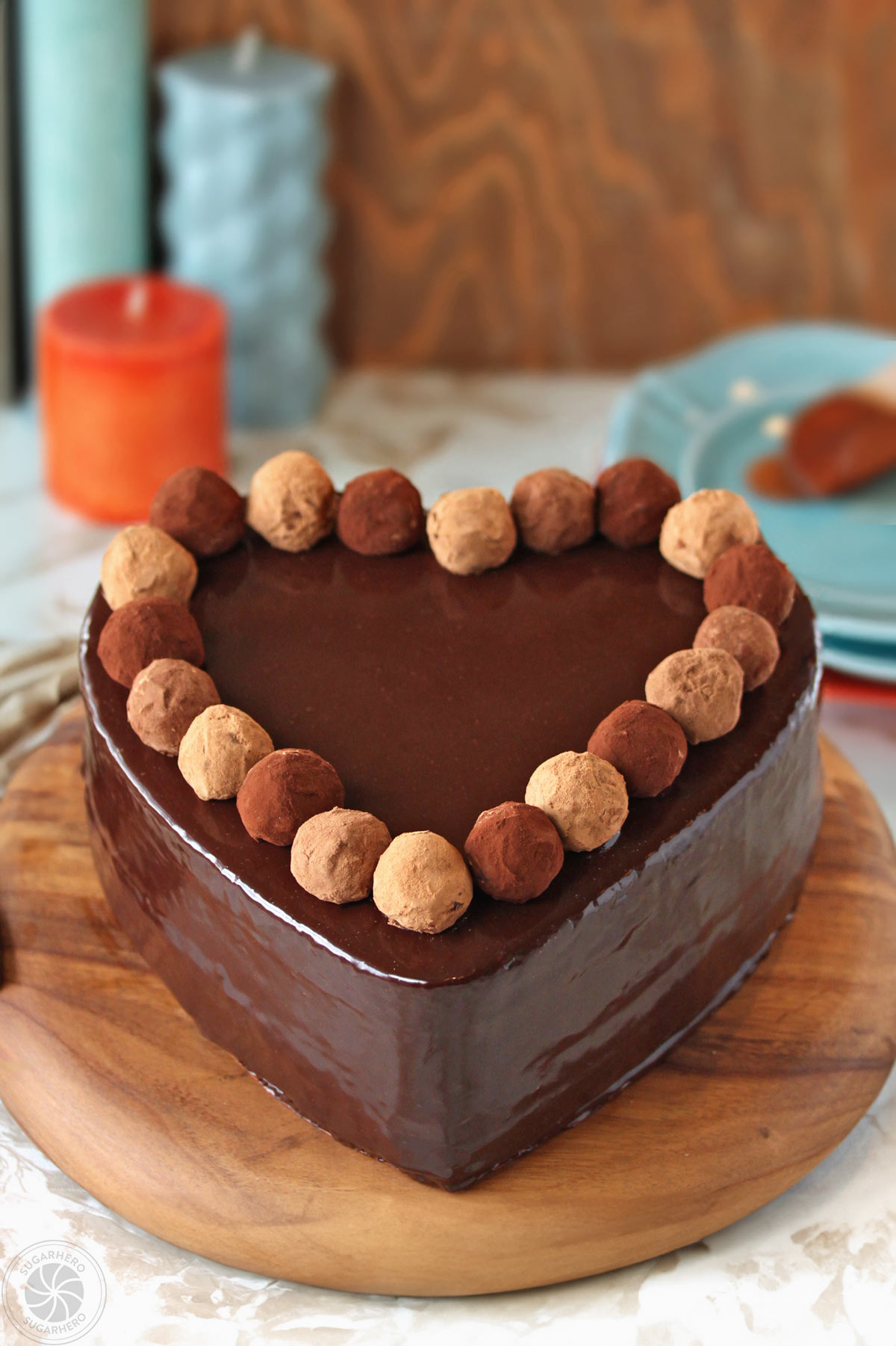Truffle-Topped Heart Cake - SugarHero
